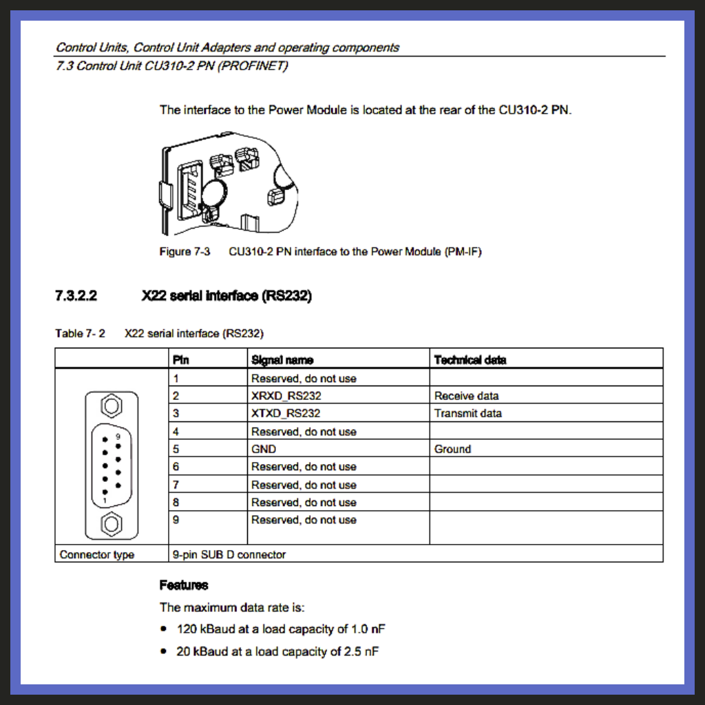 How to Use the X22 Serial Interface (RS232) in a Sinamics S120 Drive